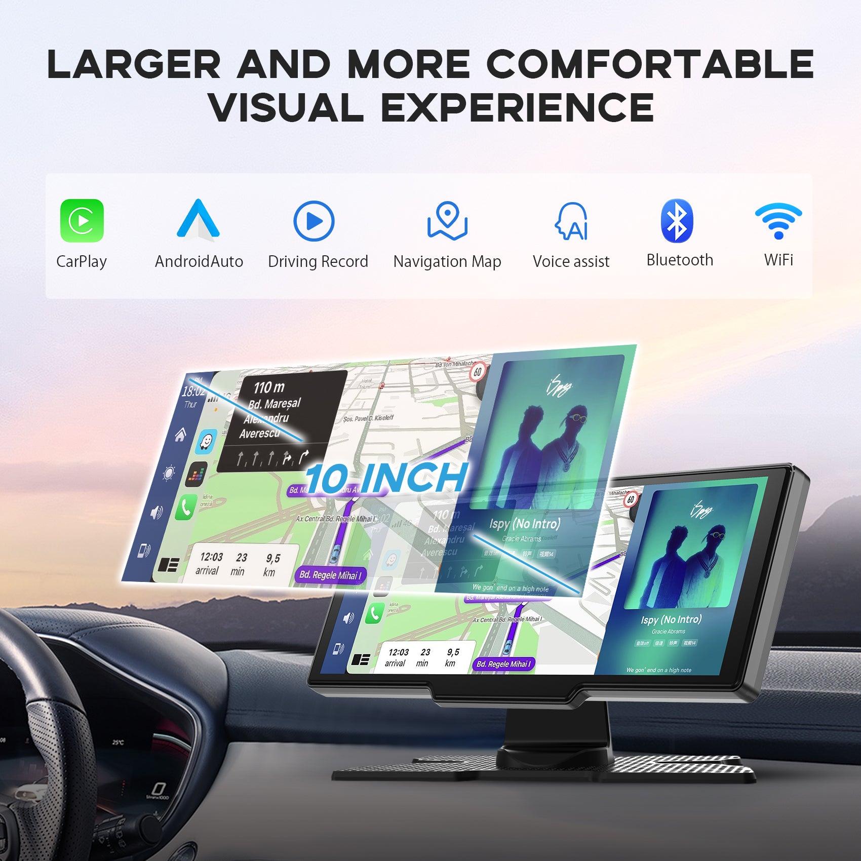 10.26 inch Wireless CarPlay & Android Auto Display Screen – Herilary